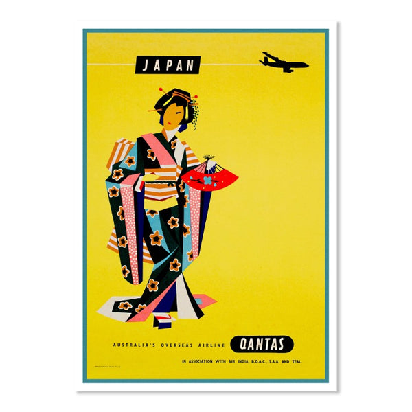 Japan - QANTAS Airlines - Vintage Travel Posters
