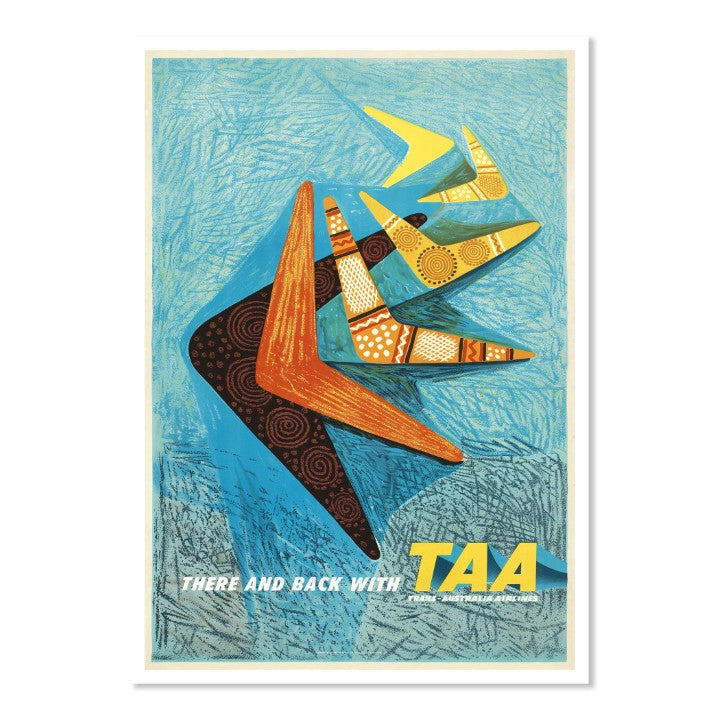 There and Back with TAA - Vintage Airline Travel Poster – Travel Posters