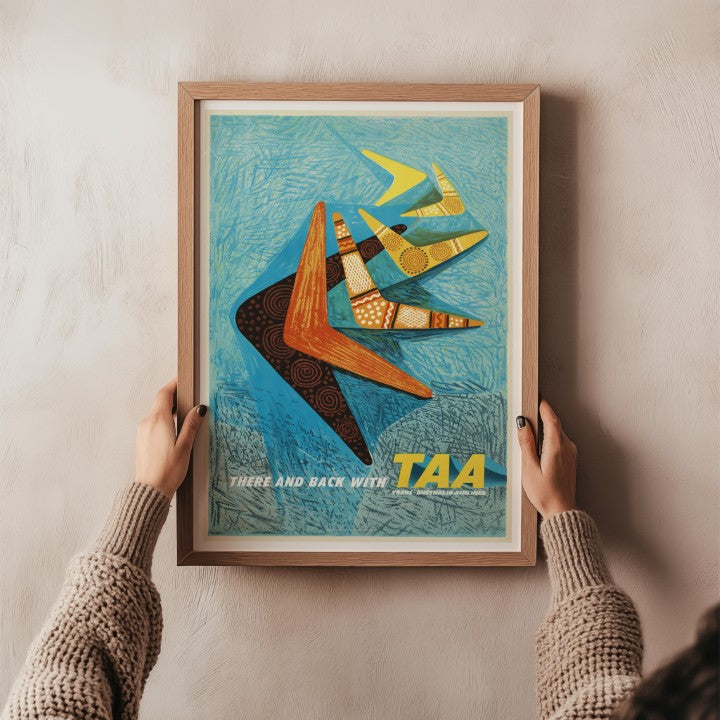 There and Back with TAA - Vintage Airline Travel Poster – Travel Posters