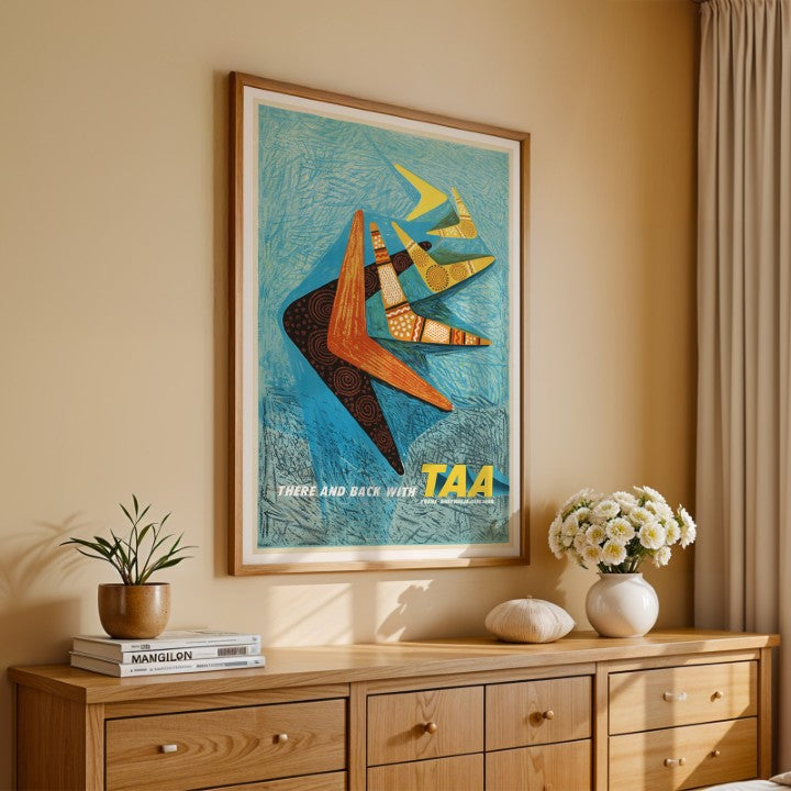 There and Back with TAA - Vintage Airline Travel Poster – Travel Posters