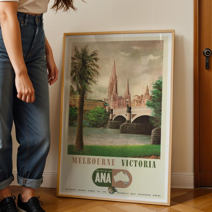 Melbourne Victoria ANA Airline - Vintage Travel Posters