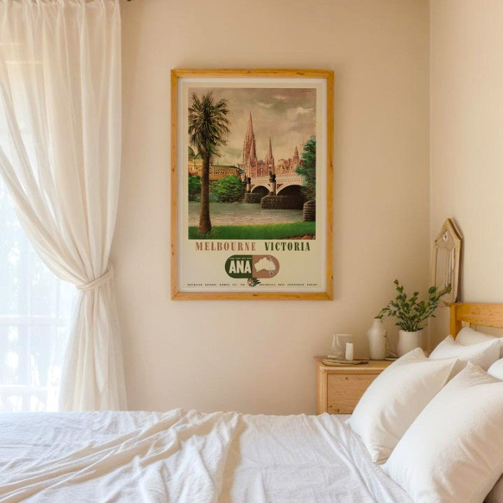 Melbourne Victoria ANA Airline - Vintage Travel Posters
