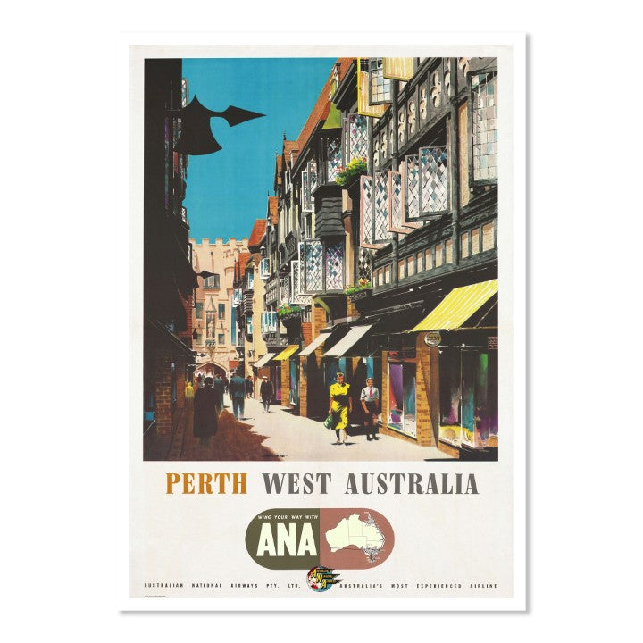 Perth West Australia ANA Airline - Vintage Travel Poster – Travel Posters