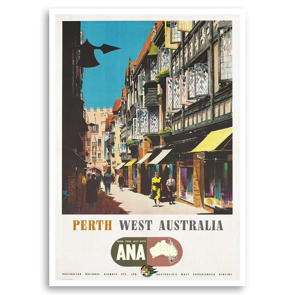 Perth West Australia ANA Airline - Vintage Travel Poster – Travel Posters